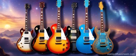 Vibrant Colored Guitars With Music Notes Stable Diffusion Online