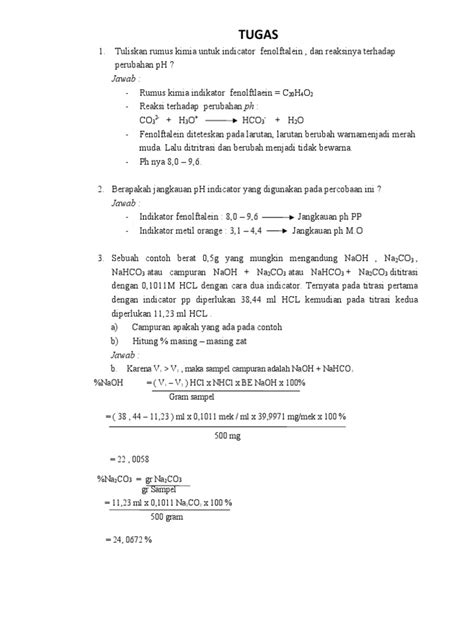 Tugas Titrasi Asam Basa Bikarbonat Pdf