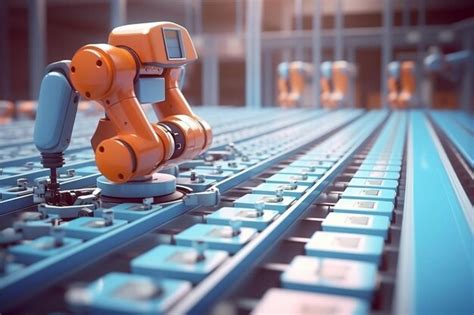 Premium Photo A Robot Is Standing On A Conveyor Belt