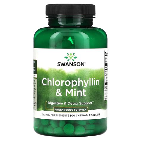 Swanson Chlorophyllin And Mint By 500 Chewable Tablets Best By November
