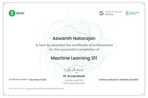 Machinelearning Python Ai Guvi Coding Datascience Aswanth N