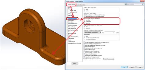 Assembly Part 3d Model Tangent Edge Line Style Display