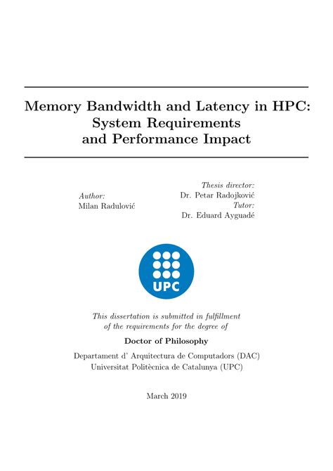 Memory Bandwidth And Latency In Hpc System Requirements And