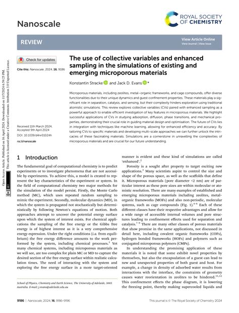 Pdf The Use Of Collective Variables And Enhanced Sampling In The Simulations Of Existing And