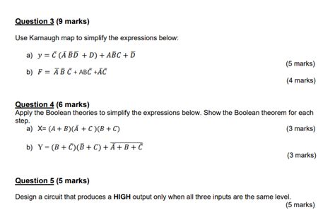 solved question 3 9 marks use karnaugh map to simplify the
