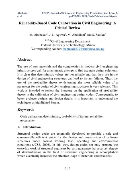Pdf Reliability Based Code Calibration In Civil Engineering A Critical Review