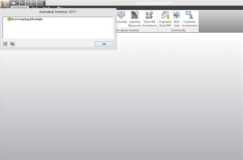 how can i solve error in reading rse stream at inventor grabcad