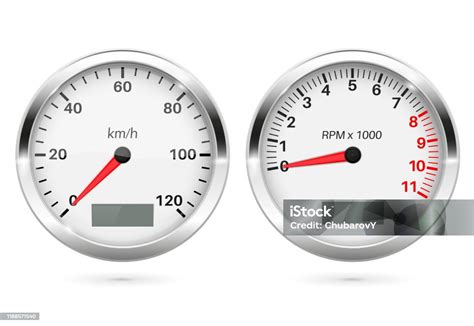 속도계 및 타코미터 3d 라운드 게이지 세트 속도계에 대한 스톡 벡터 아트 및 기타 이미지 속도계 흰색 배경 킬로미터 Istock