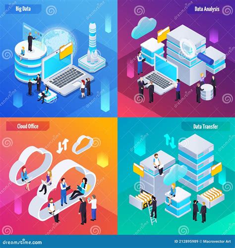 Big Data Isometric Concept Stock Vector Illustration Of Data 212895989