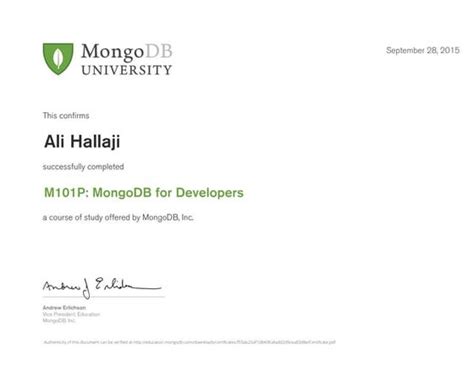 Mongodb University M101p Certificate Ppt