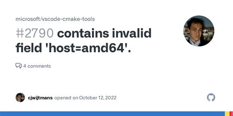 Contains Invalid Field Host Amd Issue Microsoft Vscode Cmake Tools GitHub