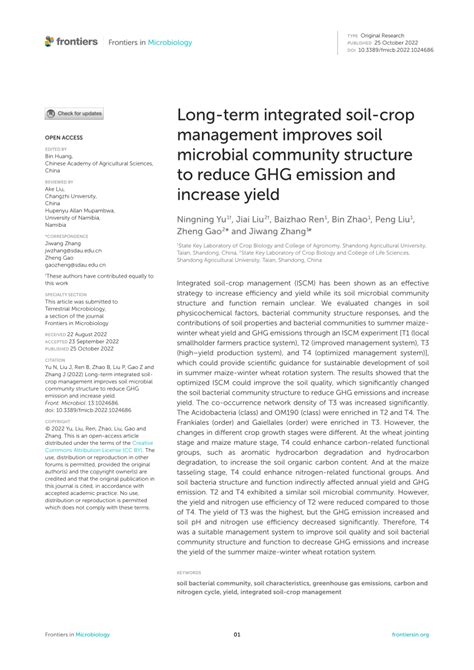 (PDF) Long-term integrated soil-crop management improves soil microbial community structure to ...