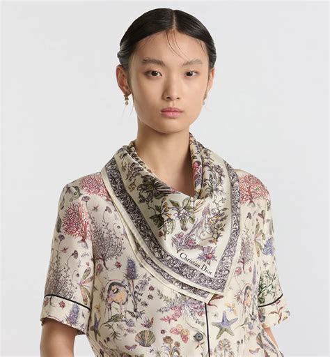 Millefiori Unicorn 90 스퀘어 스카프 화이트 멀티 컬러 실크 트윌 Dior