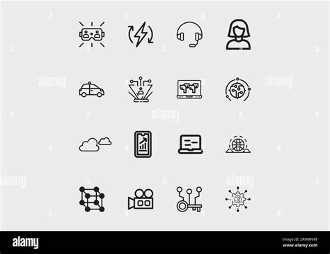 Information Technology Line Icons Collection Big Ui Icon Set In A Flat Design Thin Outline