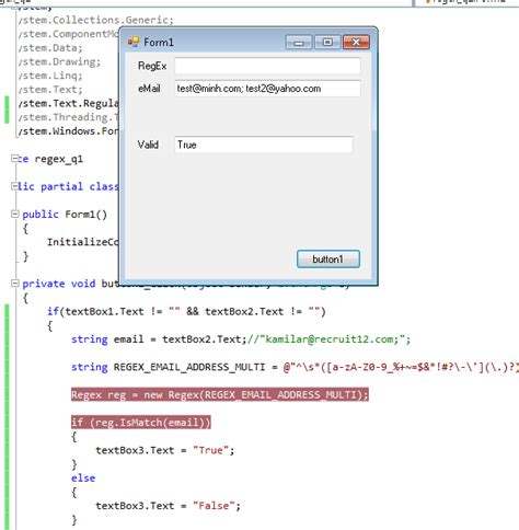 C Regex To Validate Multiple Email Addresses Stack Overflow