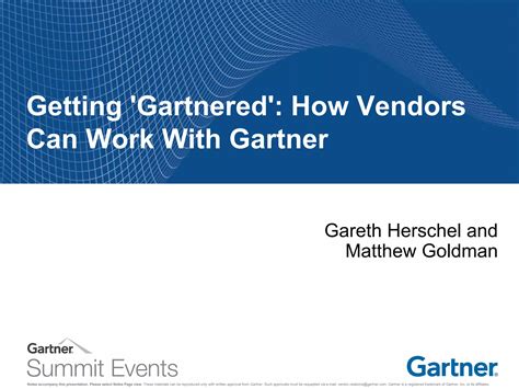 Getting Gartnered How Vendors Can Work With Gartner Pdf Management Consulting Industry