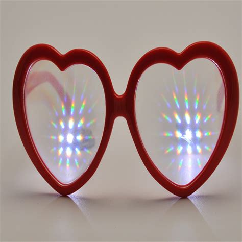 Plastic Heart Shape Diffraction Glasses Clear Fireworks Hony3ds