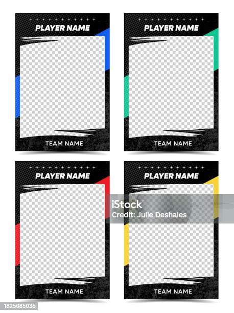 스포츠 선수 트레이딩 카드 프레임 테두리 템플릿 디자인 스포츠에 대한 스톡 벡터 아트 및 기타 이미지 스포츠 트레이딩 카드 프레임 Istock