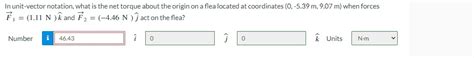solved in unit vector notation what is the net torque about