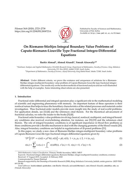 Pdf On Riemann Stieltjes Integral Boundary Value Problems Of Caputo