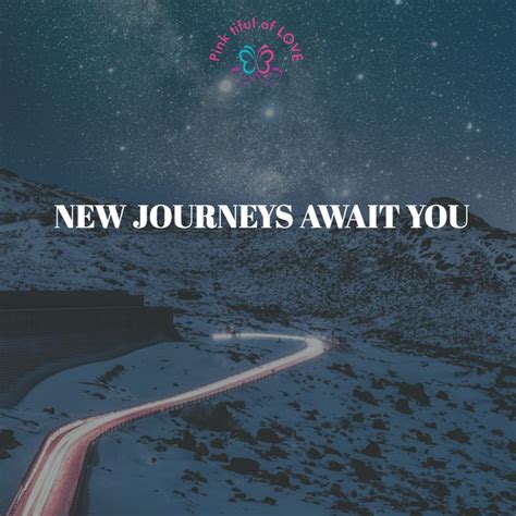 a road with the words new journey await you on it and stars in the sky
