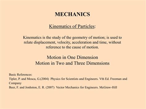 PPT MECHANICS Kinematics Of Particles PowerPoint Presentation Free Download ID