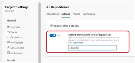 azure devops tips how to set default branch name for new repos