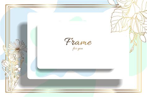 골드 프레임 3d 용지 잘라내기 황금 실에서 잎과 꽃 빈티지 스타일의 여름 꽃스퀘어 프레임 벡터 그림입니다 비문에 대 한 장소 3d 효과 파스텔 색상의 반점 0명에 대한