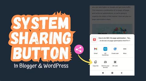 How To Add A System Social Share Button In Blogger WordPress Website