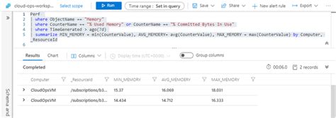 microsoft azure tracking memory utilization of azure vm using kql log
