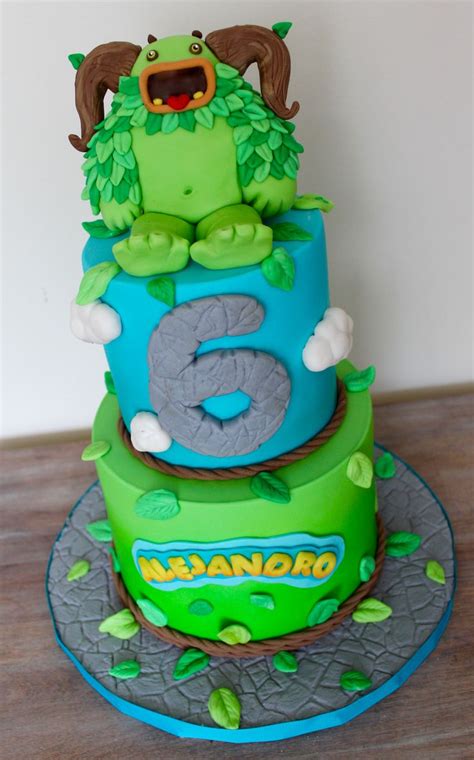 Singing Monster Birthday Cake With Fondant Figurine Singing Monsters
