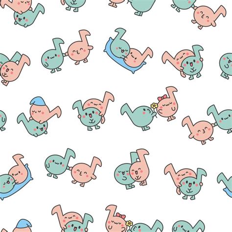 Premium Vector Cute Couple Kawaii Music Notes Seamless Pattern