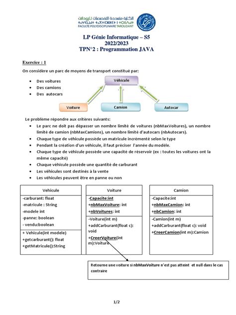 Tp2 Java Pdf Véhicules Java Langage De Programmation