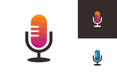 팟캐스트 로고 템플릿 디자인 벡터 엠블럼 디자인 컨셉 크리에이티브 심볼 아이콘 개념에 대한 스톡 벡터 아트 및 기타 이미지