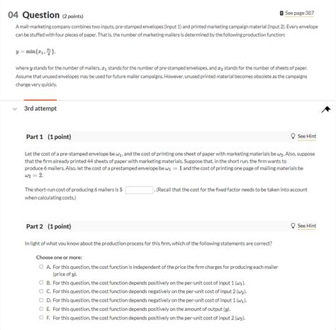 Solved 4 Question 2 Points 르 See Page 387 A Mail Marketing