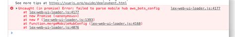 Uncaught In Promise Error Failed To Parse Mobile Hub Aws Bots Config Issue Aws