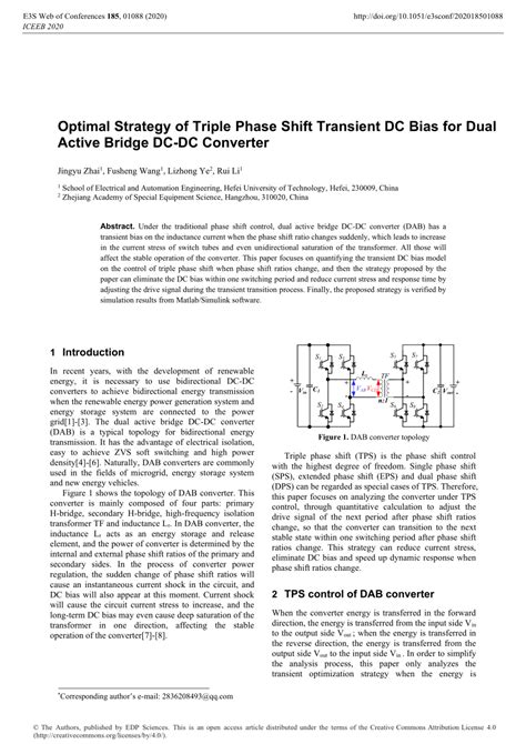 Pdf Optimal Strategy Of Triple Phase Shift Transient Dc Bias For Dual Active Bridge Dc Dc