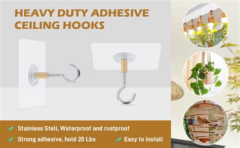 Adhesive Ceiling Hooks 10 Packheavy Duty Sticky Hanger