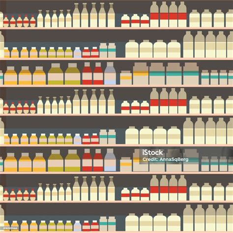 낙농 학과 슈퍼마켓 식품이 게 요구르트 배경 벡터 일러스트 레이 션에에서 유기 농장 제품 판매의 큰 선택에에서 신선한 건강 식품