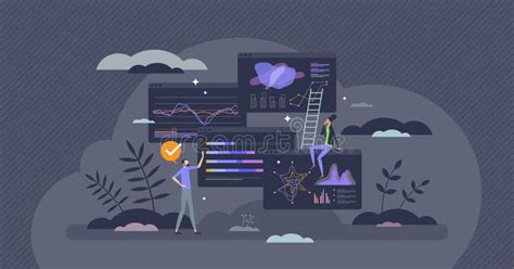 Data Visualization And Information Representation Graph Tiny Person Concept Stock Vector