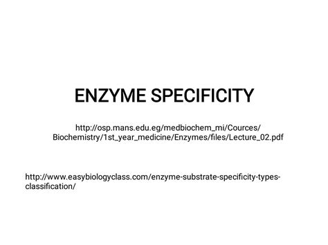 Solution Enzyme Specificity Studypool