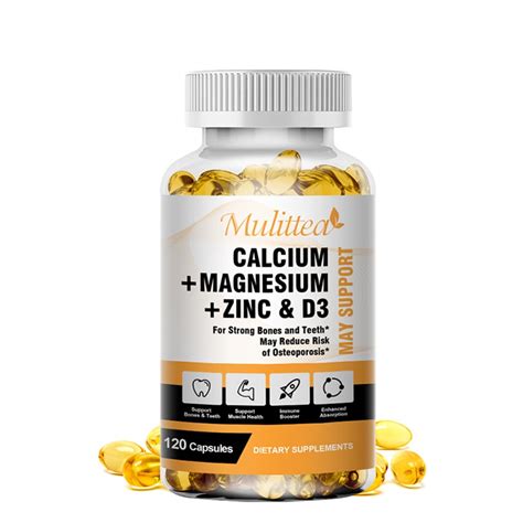 Mulittea Calcium Magnesium Zinc Capsules Supplement With Vitamin D3