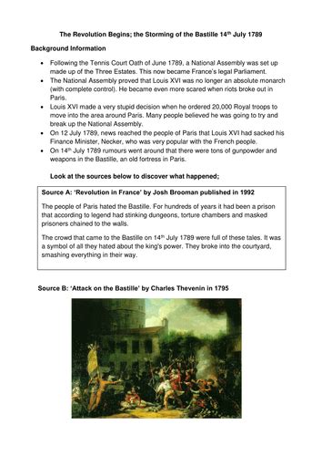 Lesson 7 French Revolution And Napoleon Storming Of The Bastille