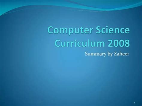 Ppt Computer Science Curriculum 2008 Powerpoint Presentation Free