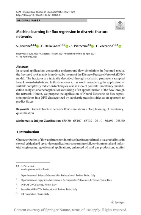 Pdf Machine Learning For Flux Regression In Discrete Fracture Networks