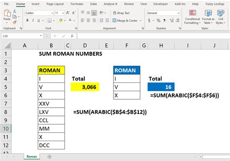 Excel Basement How To Sum Roman Numbers In Microsoft
