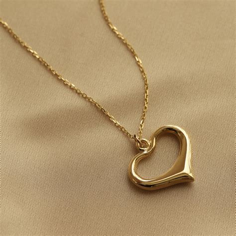 14k Gold Heart Pendant Necklace Minimalist Handmade Design Etsy