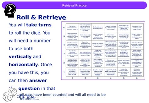 Retrieval Practice Gcse Food Pandn Aqa 8585 Revision Roll And Retrieve Teaching Resources