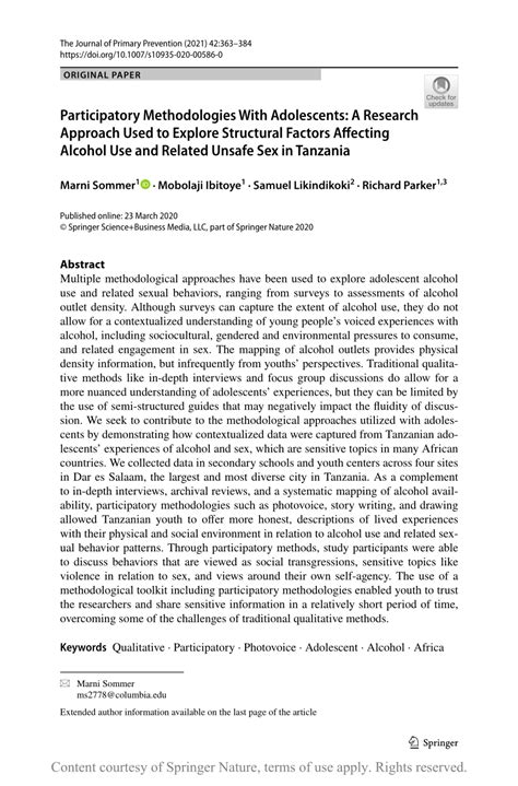 participatory methodologies with adolescents a research approach used