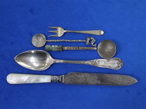 Lot 800 Silver Spoon Weight 40g Hmss Collared Mop Handle Kinfe